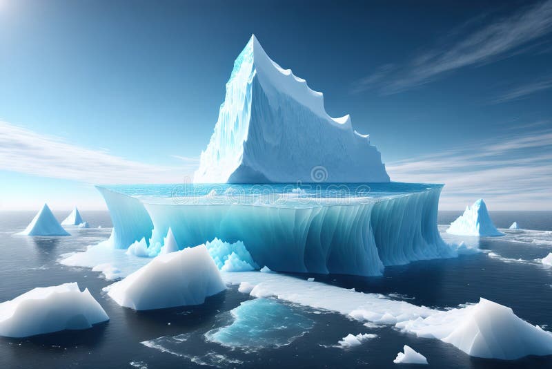 Large Iceberg Floating in the Sea by AI Generated Stock Illustration ...