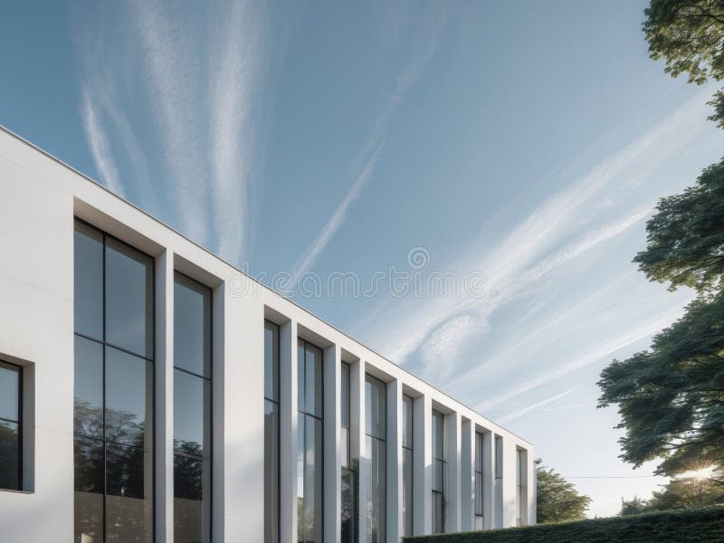 A Large Modern House with a Lot of Windows Stock Photo - Image of ...
