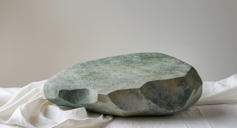 A Large Mottled Stone Rests on a White Cloth Stock Photo - Image of ...