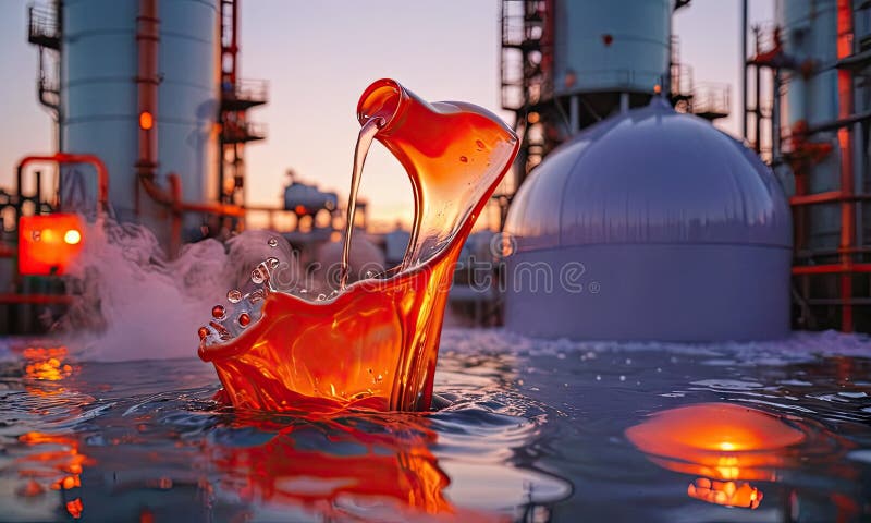 A Red Liquid is Spilling Out of a Container and Splashing into the ...