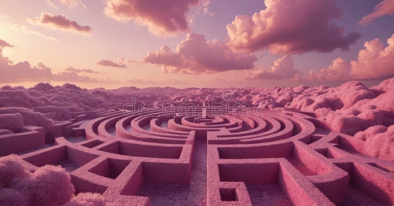 A Pink and Purple Landscape with a Large Pink and Purple Maze in the ...