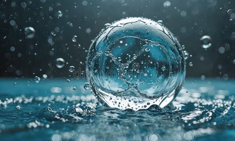 A Clear Ball of Water is Seen in the Image, Surrounded by a Blue ...