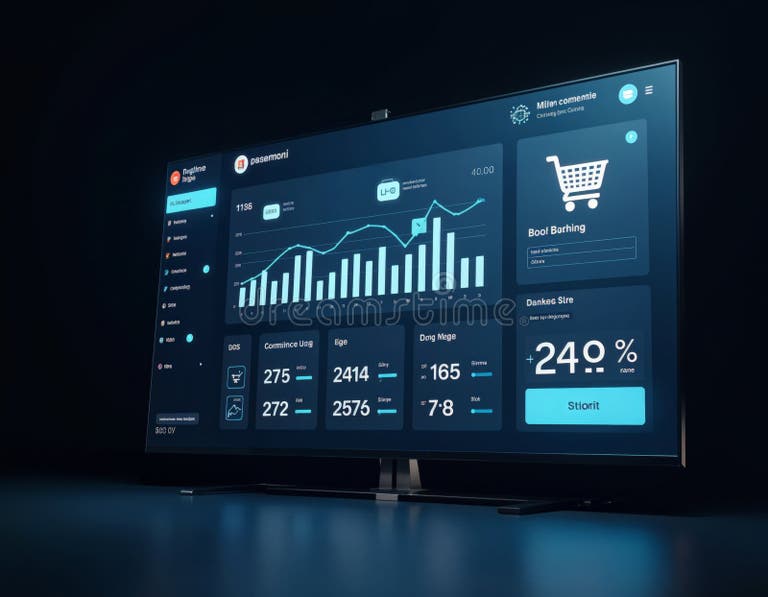 A Large Screen with an Ecommerce Dashboard Displaying Data and Price ...