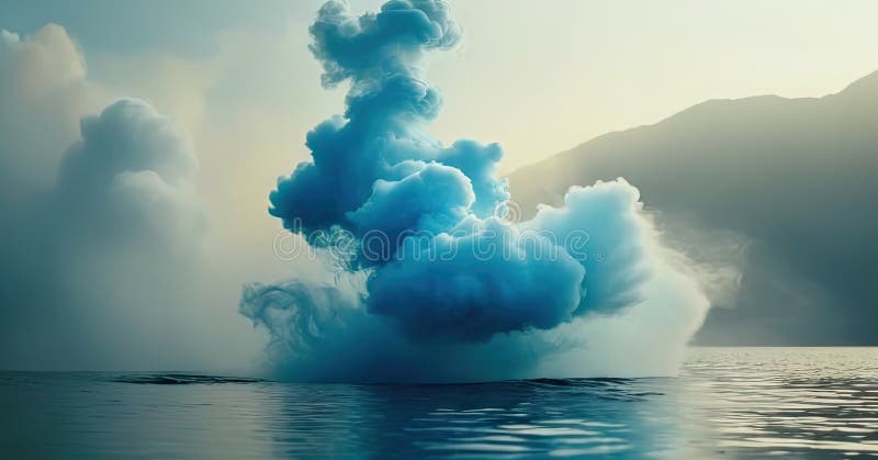 A Blue Cloud is Seen in the Sky Above the Ocean. Stock Illustration ...