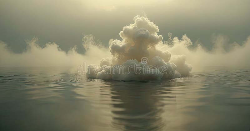 A Large Cloud is Seen in the Sky Above the Ocean. Stock Illustration ...