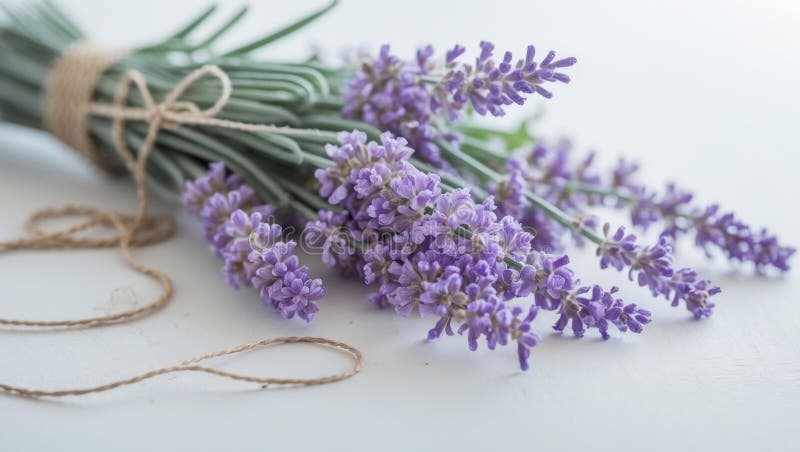 Lavender Bunch Tied with String on White Stock Image - Image of bunch ...
