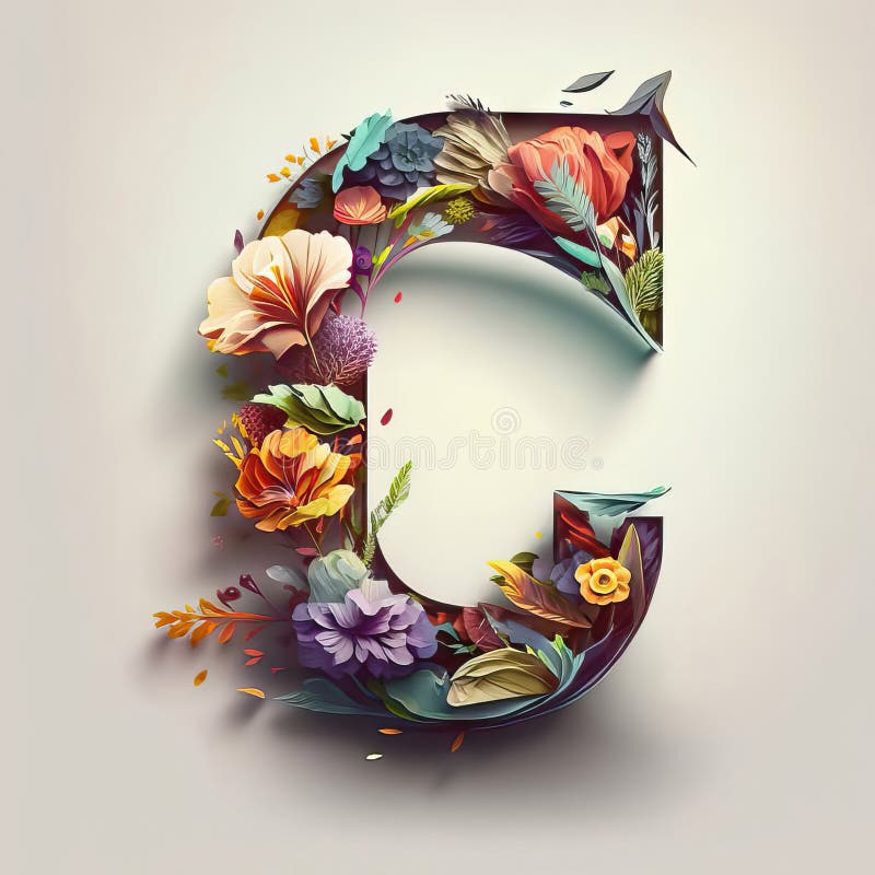 AI Generated Letter C of the Alphabet Made of Flowers and Leaves Stock ...