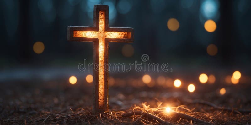 Light Bouncing Around a Cross on the Ground. Stock Photo - Image of ...