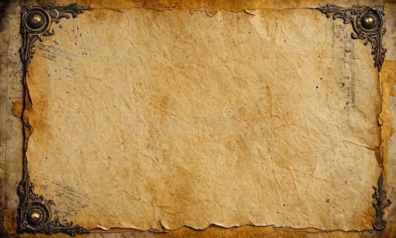 A Piece of Paper with a Gold Border and a Scroll on it. Stock ...