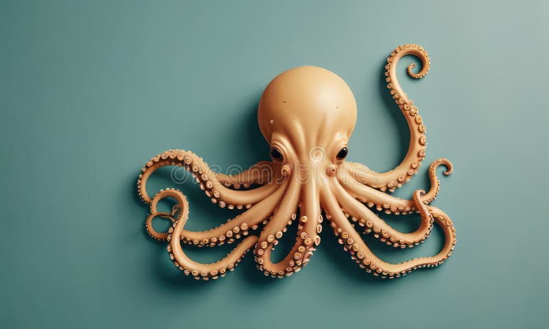 A Close Up of an Octopus on a Blue Background. Stock Illustration ...