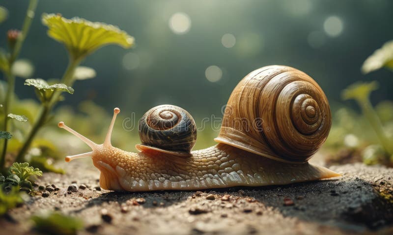 A Close Up of a Brown and Black Slug on the Ground. Stock Illustration ...