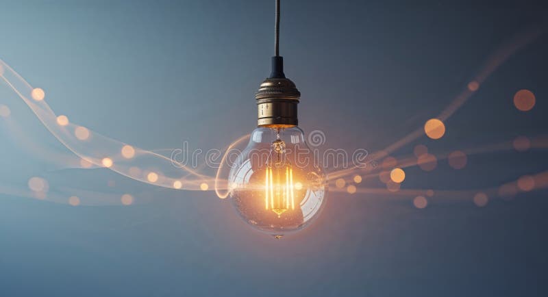 Light Bulb Emitting Bright Glow Surrounded by Blurred Lights and ...