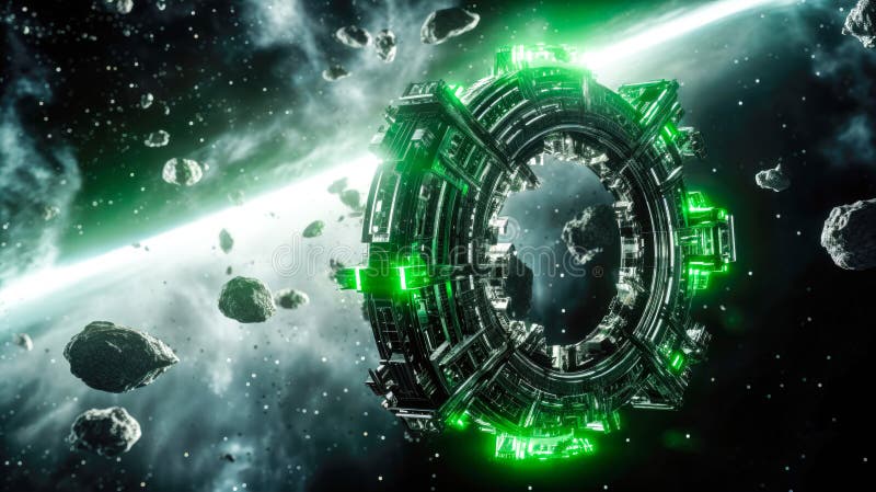 AI Generated Light Green and Black Interstellar Space Station: a Grand ...