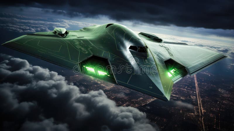 AI Generated Light Green and Black Stealth Bomber a Technological ...