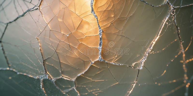 Light Shines through a Cracked and Broken Textured Pane of Glass Stock ...