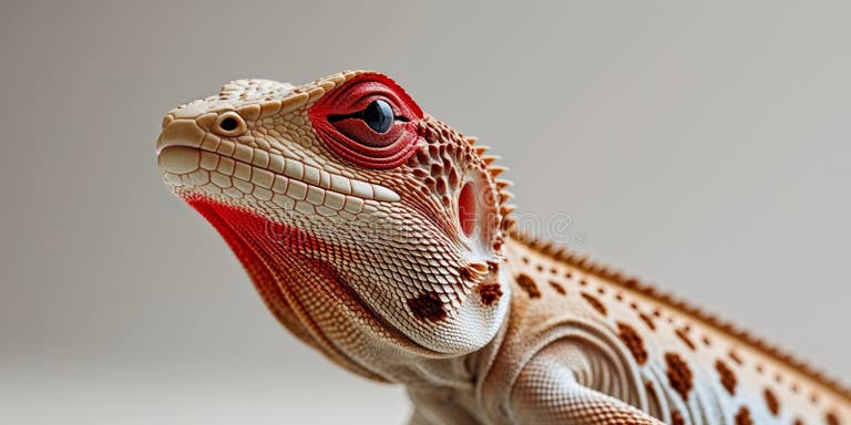 A Lizard with a Red Face and Brown Spots. Stock Image - Image of white ...