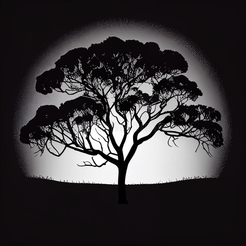 Simple Gum Tree Logo, 2D, Black, Made with Generative AI Stock ...