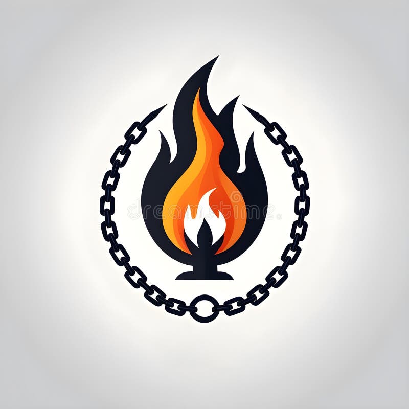 A Logo of a Fire Burnings with Broken Chains Arround it Stock Vector ...