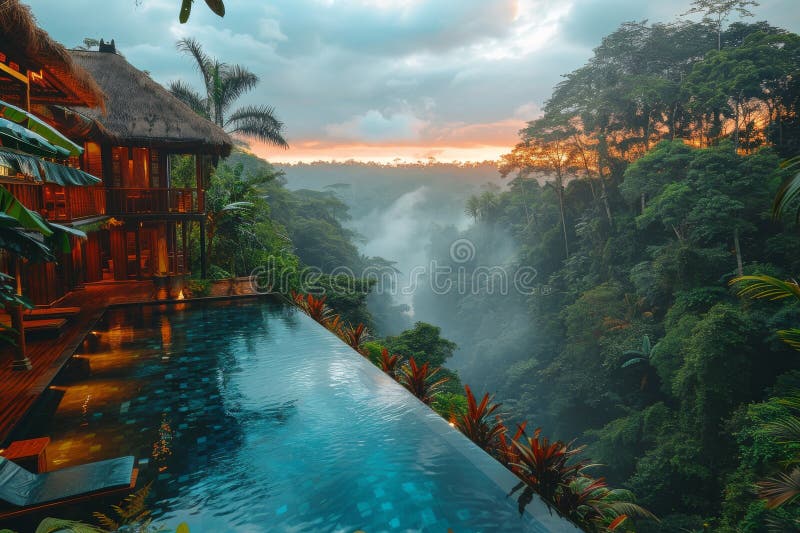 Luxurious Infinity Pool Overlooking a Lush Tropical Landscape ...