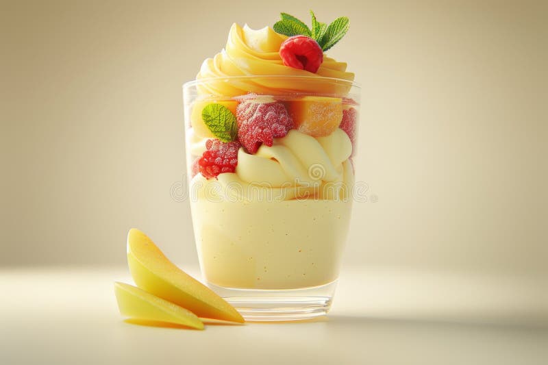 Luxurious Mango Mousse Served in a Glass with Layers of Fresh Mango and ...