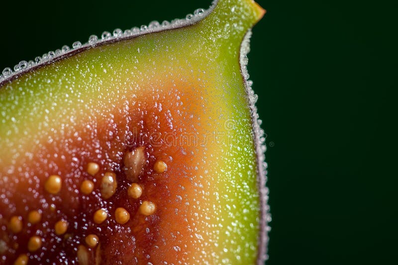 Macro Shot of a Fresh Fig Slice with Dewdrops. Stock Illustration ...