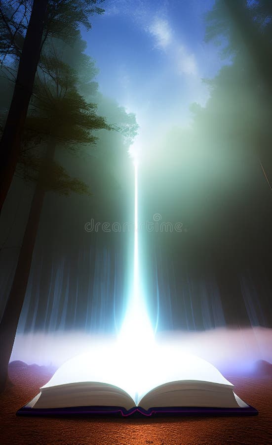 Magic Book with Magic Lights AI Generated Stock Illustration ...