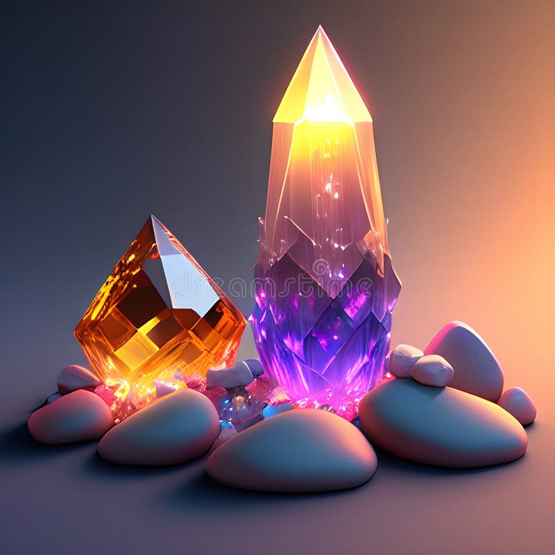 Magic Crystal Light and Gem Stones Ai Generated Stock Illustration ...