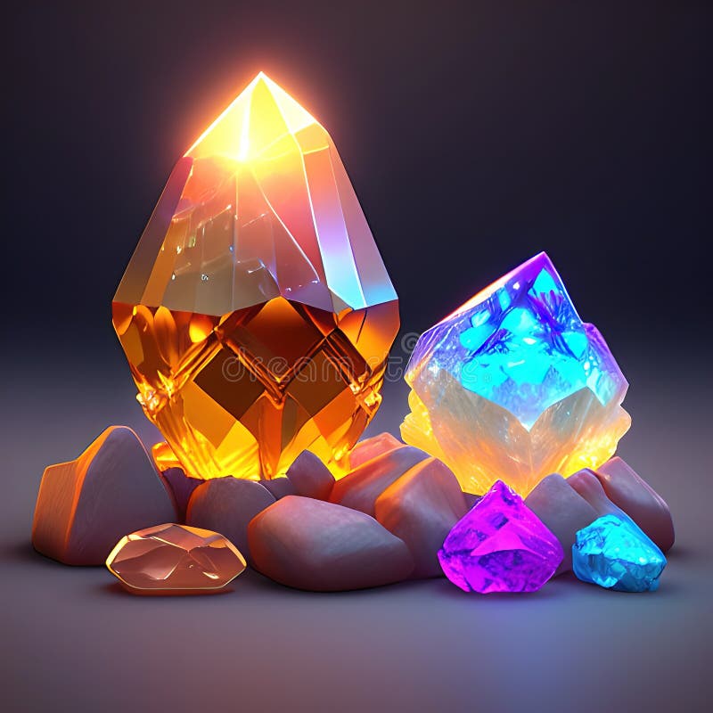 Magic Crystal Light and Gem Stones Ai Generated Stock Illustration ...