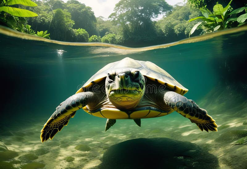Majestic Amazon River Turtle Stock Illustration - Illustration of ...