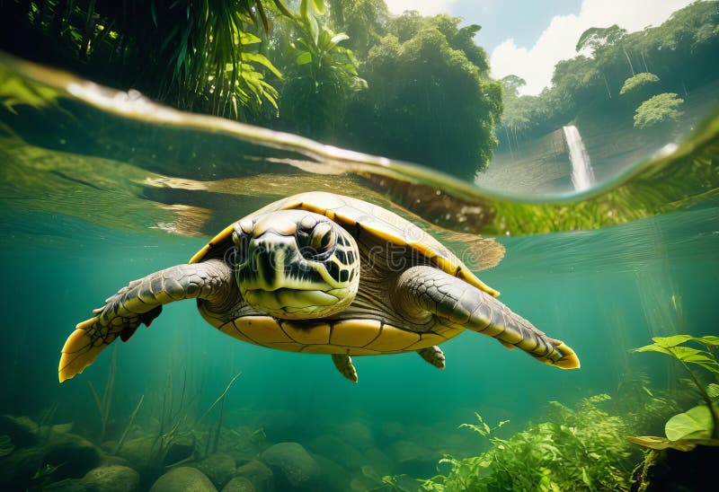 Majestic Amazon River Turtle Stock Illustration - Illustration of ...