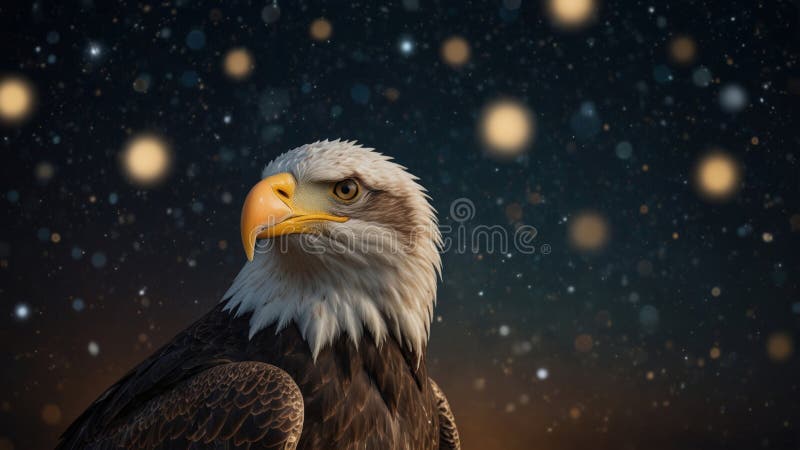 Majestic Bald Eagle with a Starry Background. Stock Illustration - Illustration of bird ...