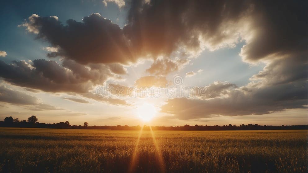 Majestic Sun Rays Piercing through Dramatic Clouds. Stock Photo - Image ...