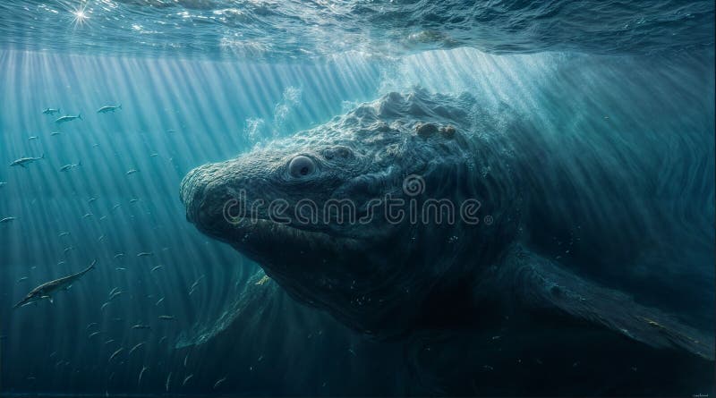 Majestic Underwater Scene with a Massive Sea Creature. Stock ...