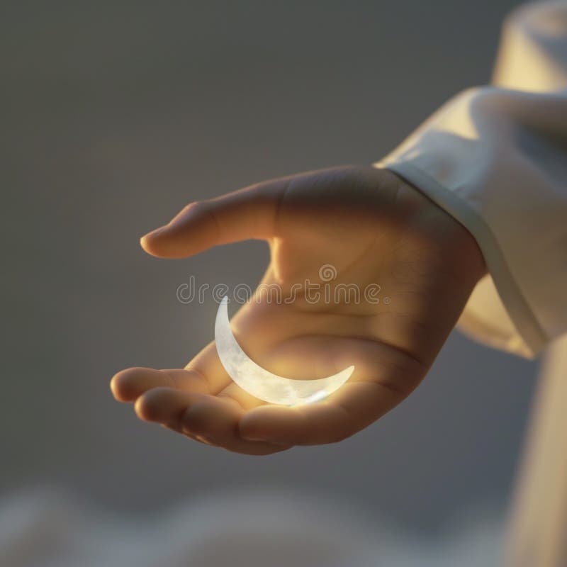 AI Generated Man Holding Crescent Stock Illustration - Illustration of ...