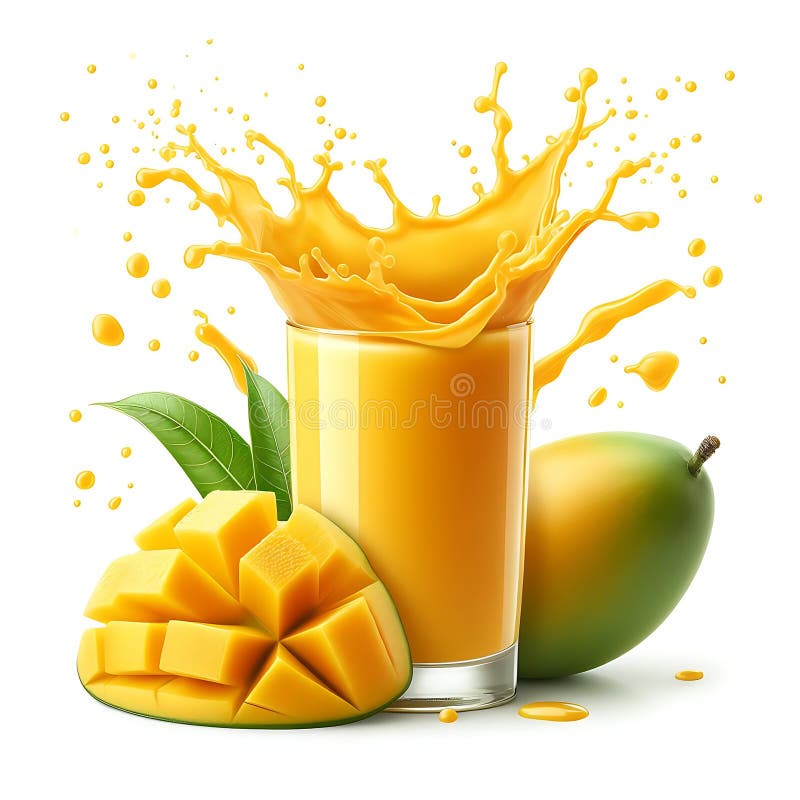 AI Generated Mangos Juices Splash Isolated on Background Stock ...