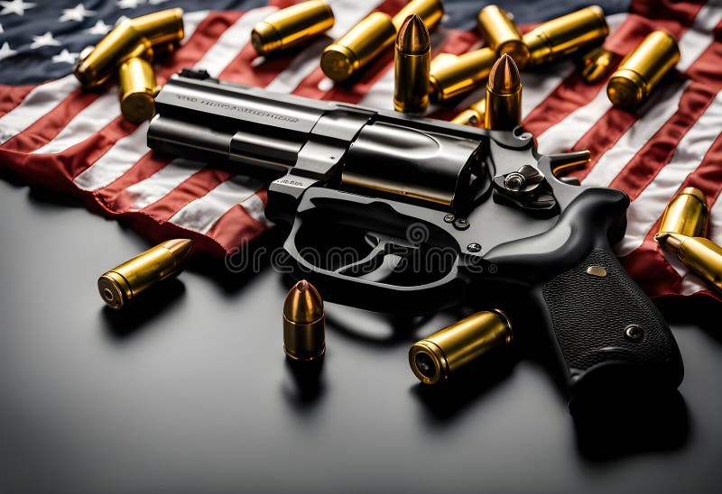 Many yellow bullets stock image. Image of pistol, flag - 305041951