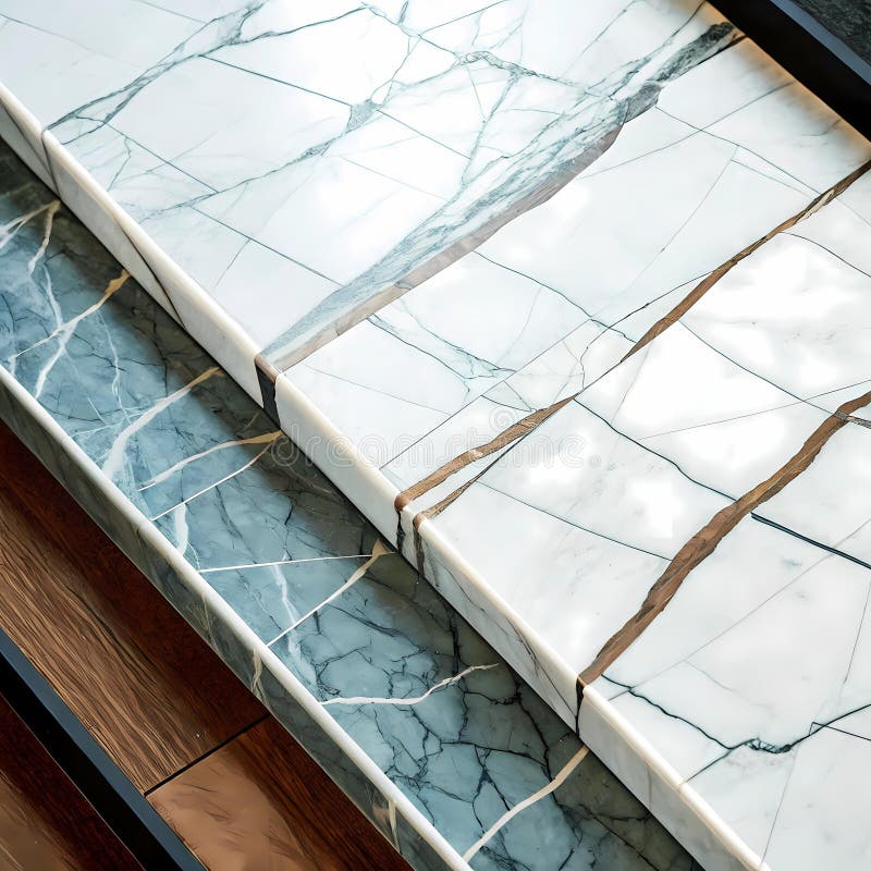 AI Generated Marble Texture Office Desk Laptop Stock Illustration ...