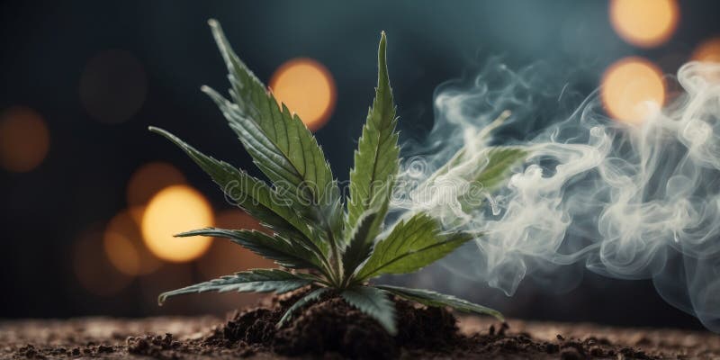 A Marijuana Leaf with Smoke Coming Out of it. Stock Image - Image of ...