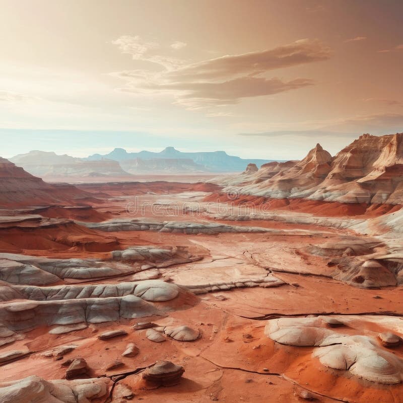 AI?Generated Mars?Like Desert Landscape Panorama Stock Photo - Image of ...