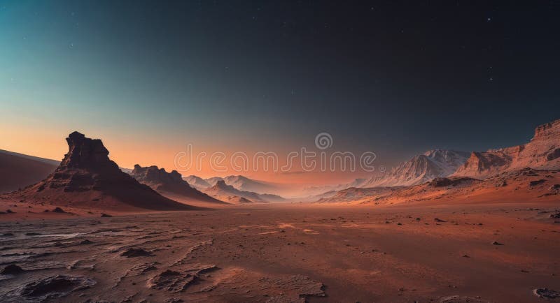 Mars Planet Surface View with Atmospheric Glow and Dark Background ...