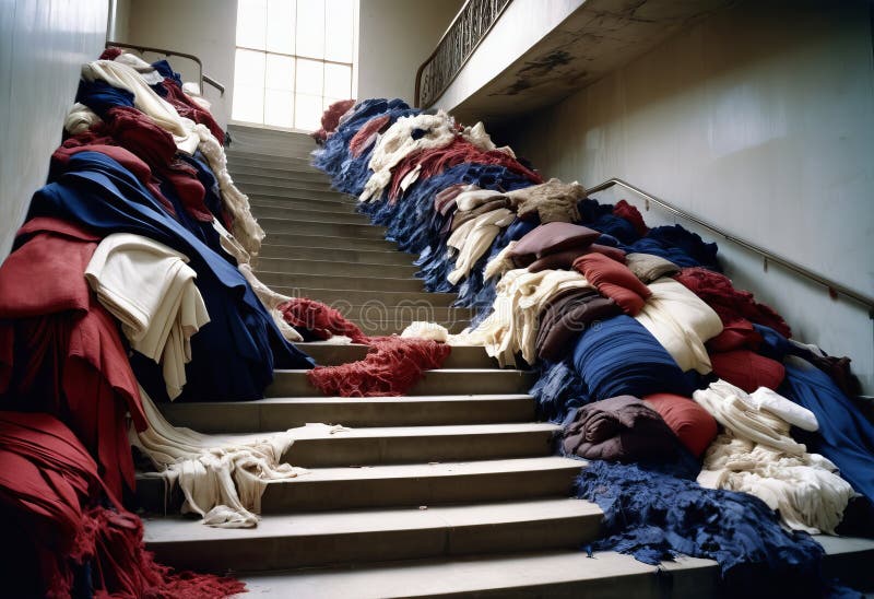 Massive Pile of Textiles Creates a Visual Symphony Stock Illustration ...