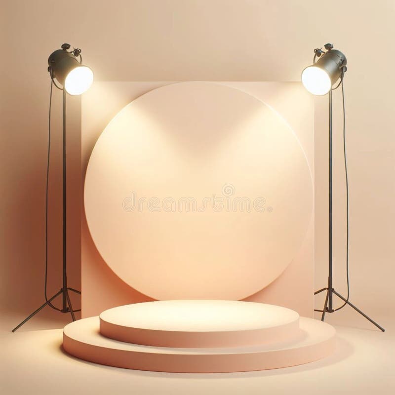 Serenely Lit Showcase: Pastel Beige Studio Backdrop Stock Illustration ...