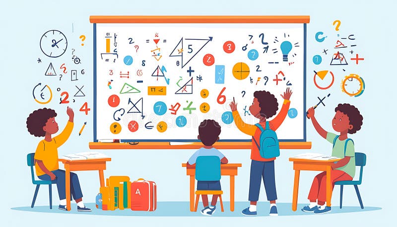 AI-Generated Math Classroom Stock Illustration - Illustration of desks ...