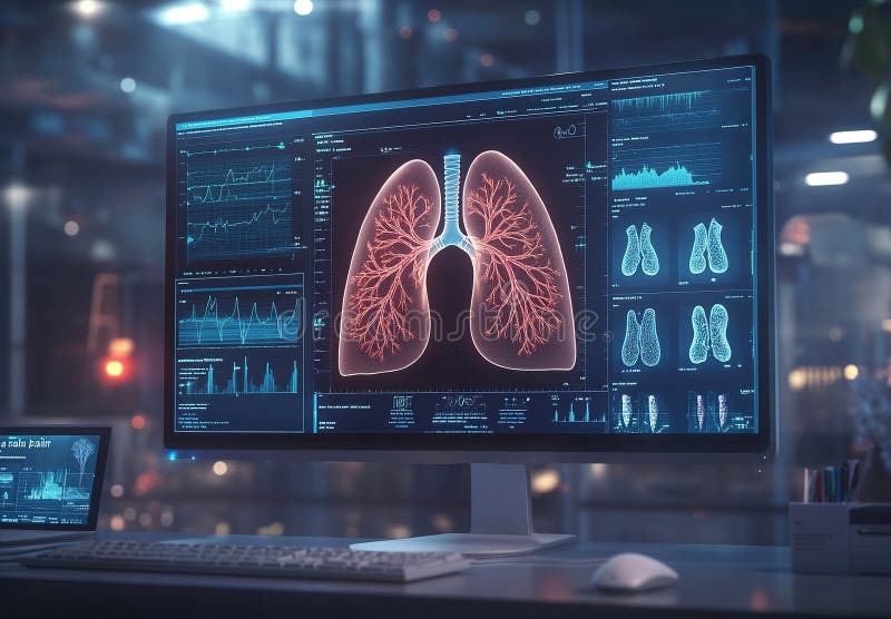 AI-generated Medical Display with Crisp, Detailed Lung Images Stock ...