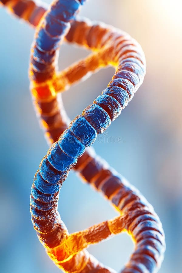 Medical Themed Dna Helix Rendered with Soft Blue Tones and Orange ...