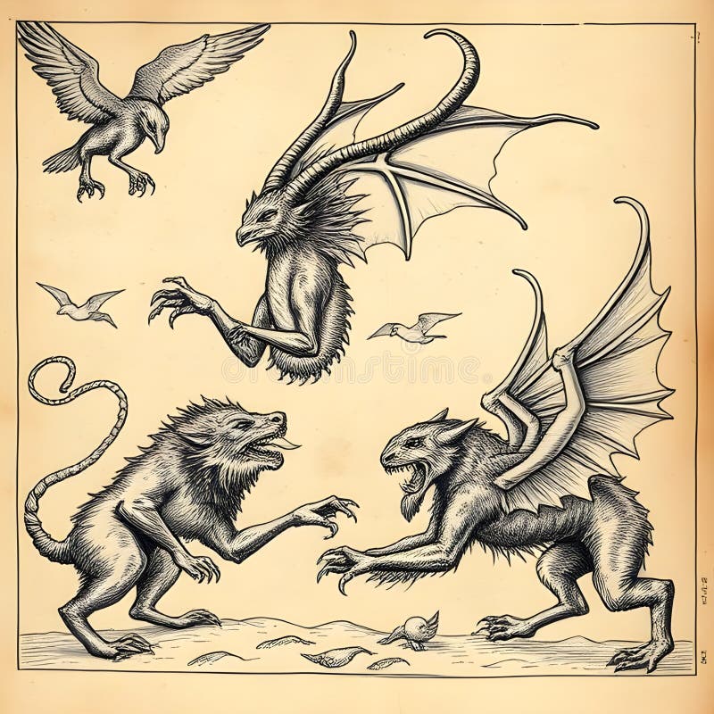 AI-generated Medieval Bestiary with Vintage Mythical Creatures and ...
