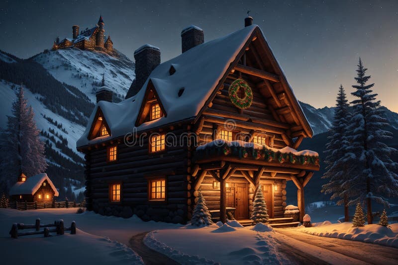 Medieval Castle As a Rustic Mountain Cabin Stock Illustration ...