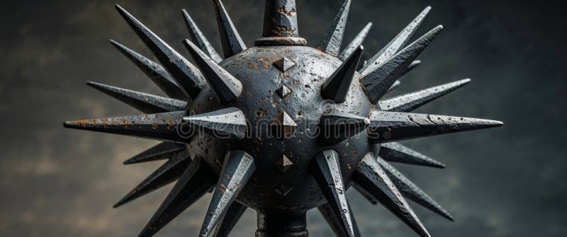 A Medieval Spiked Mace Head with Sharp Protruding Spikes and a Dark ...