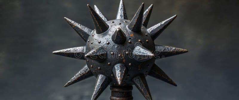 A Medieval Spiked Mace Head with Sharp Protruding Spikes and a Dark ...