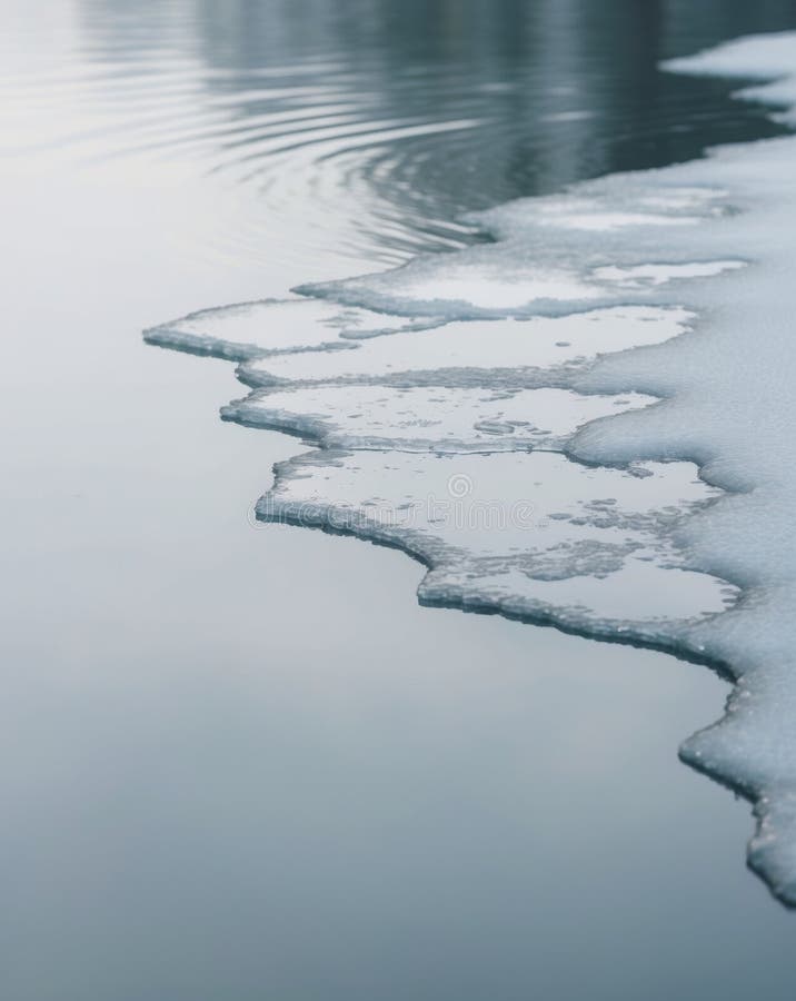 Melting Ice and Reflections on Water Surface. Stock Photo - Image of ...